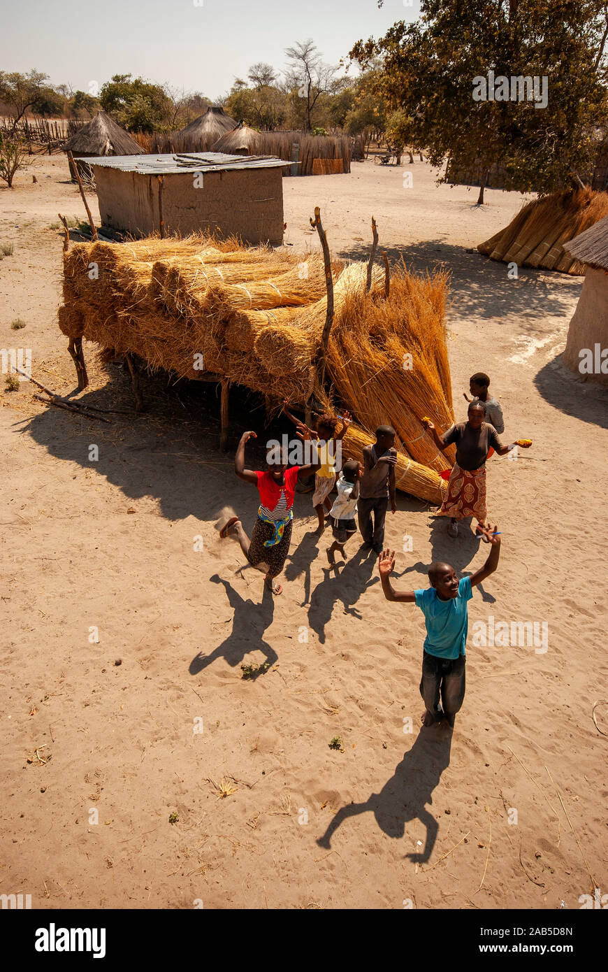 Typical construction at Caprivi Strip, all the houses roof and wall ...