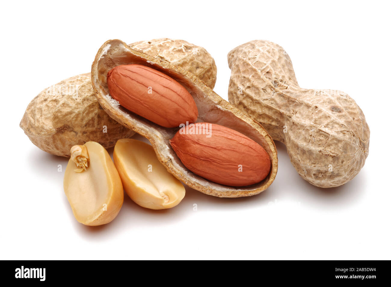 Group of peanuts isolated on white background Stock Photo - Alamy