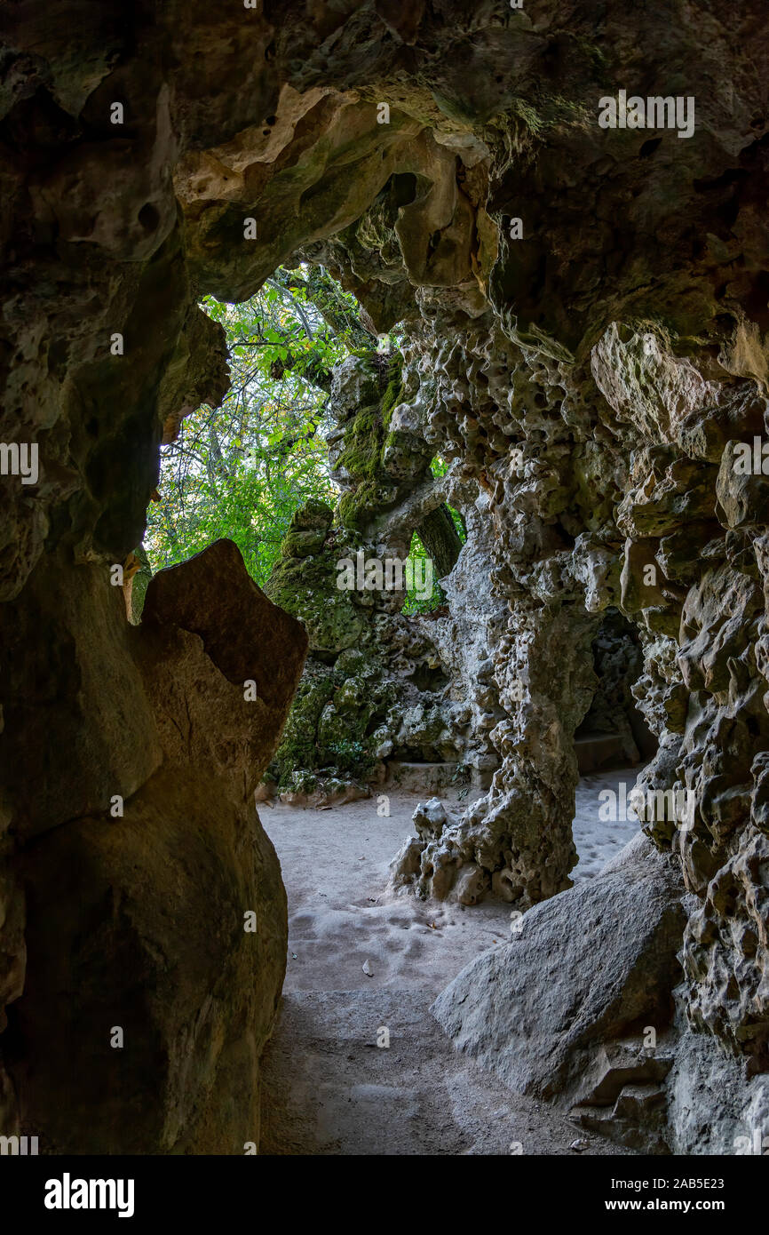 Grotto in the Quinta da Regaleira Park, Sintra, Portugal Stock Photo ...