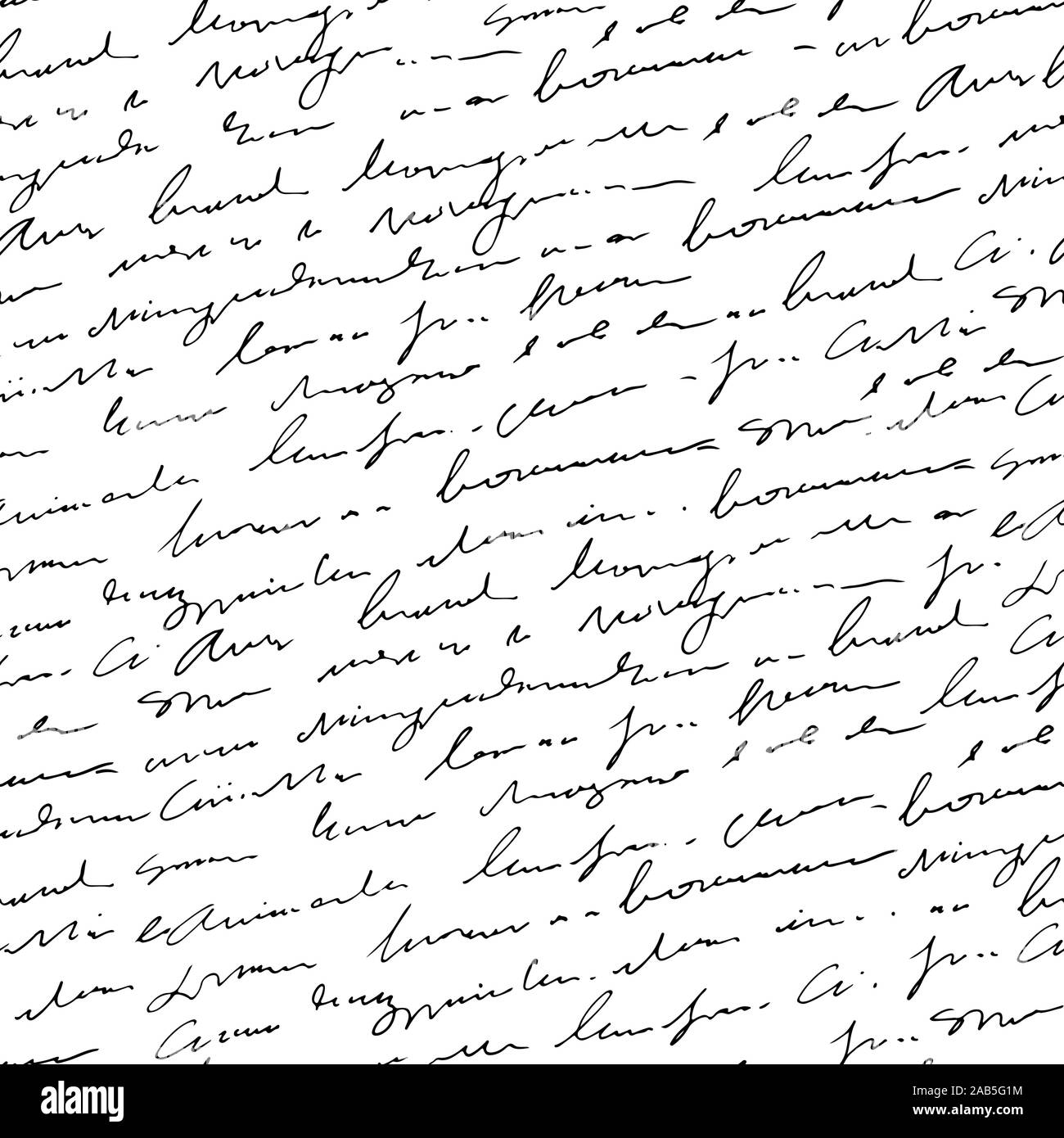Handwritten abstract text seamless pattern, vector monochrome script ...
