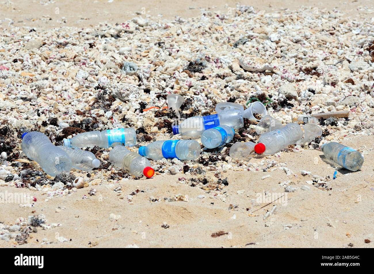 plastic bottles on the beach Stock Photo - Alamy