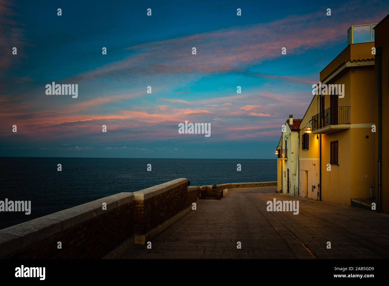 esplanade on the sea at sunset, Termoli, Campobasso Stock Photo - Alamy