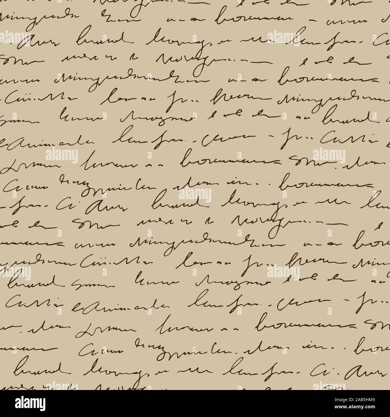 Handwritten abstract text seamless pattern, vintage beige vector script ...