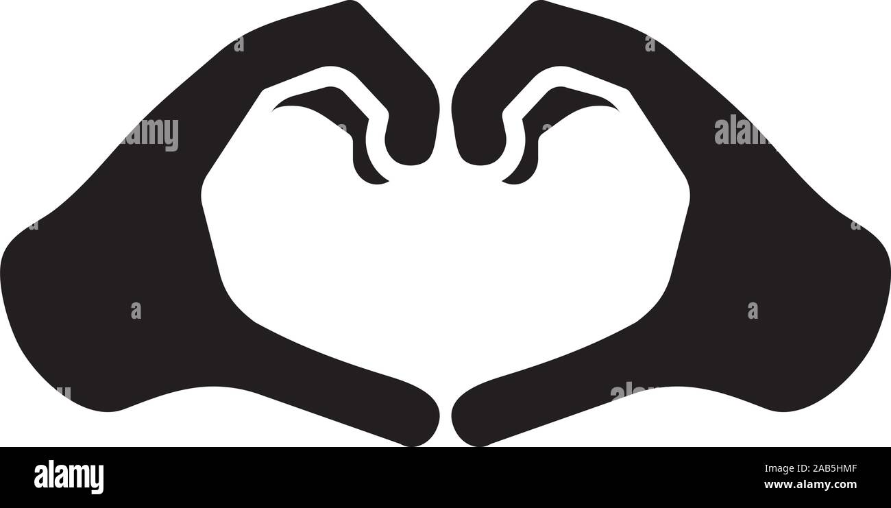 hand gesture from a black heart on a white background. Love, valentines ...