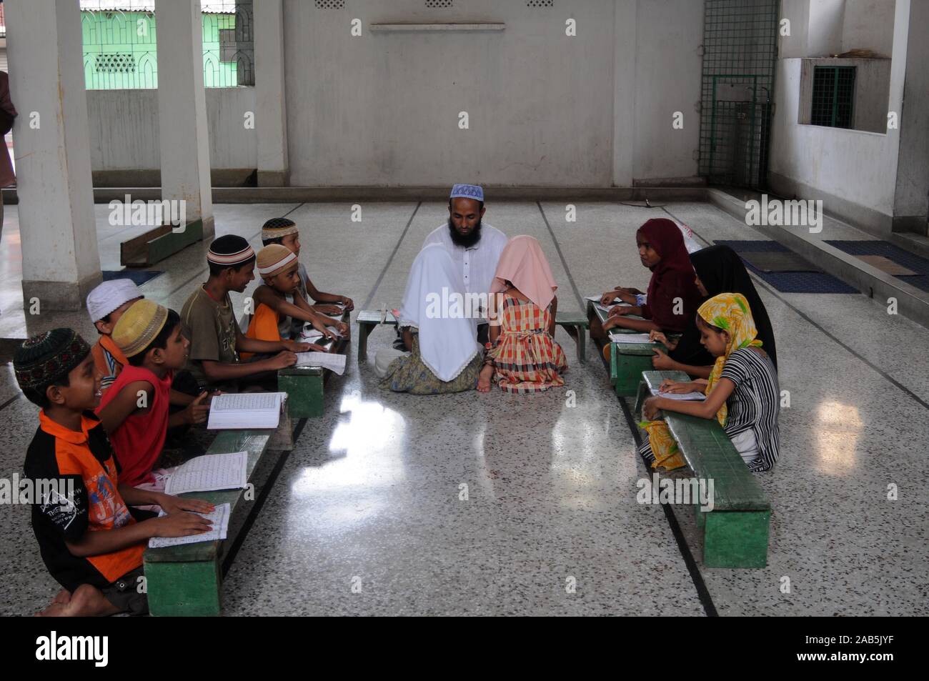 Children at an Islamic educational school, known as madrasa in Dhaka ...