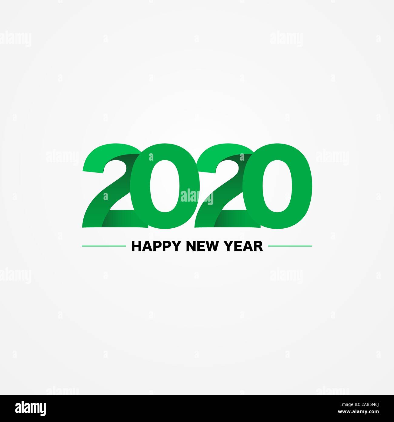 Happy New Year 2020 green logo text design on white background, vector ...