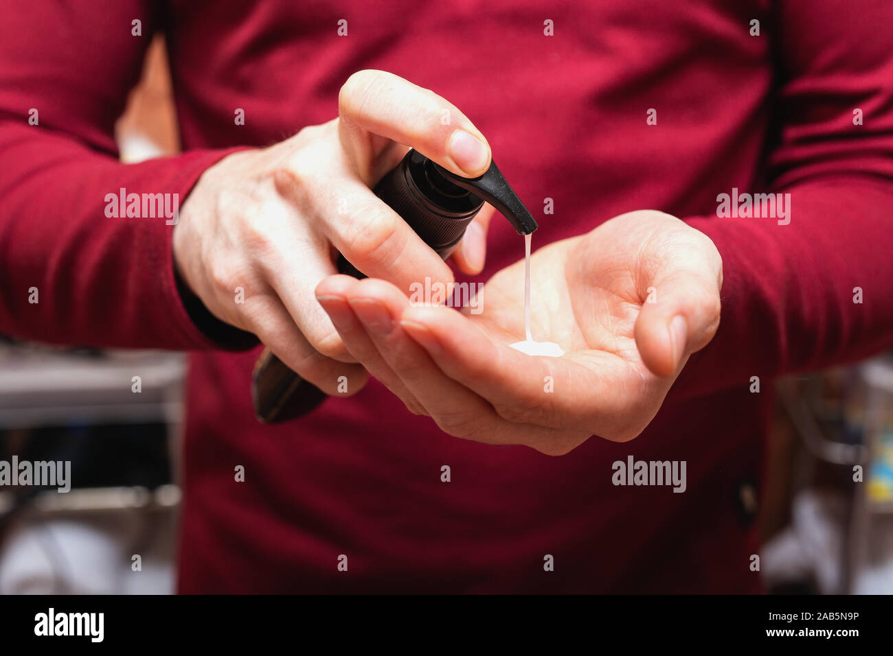 Health beauty and skin care concept. Closeup young bearded man with ...