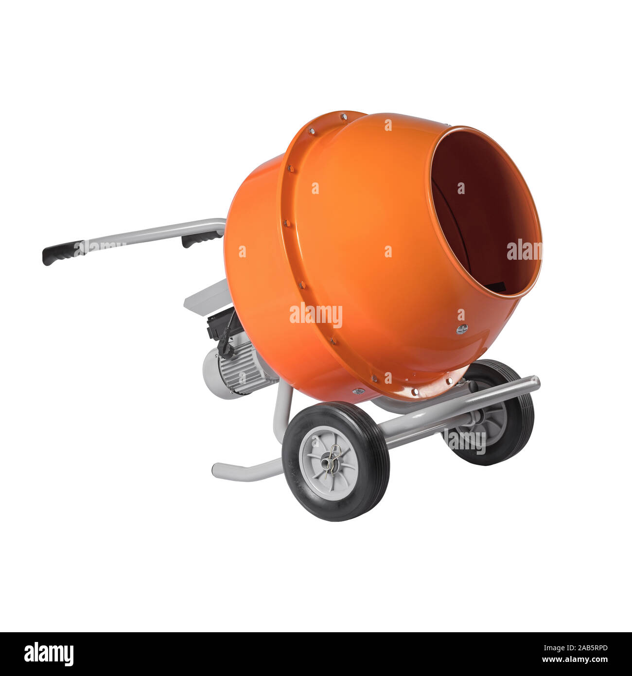 Orange concrete mixer isolated on the white background. Shooting for ...