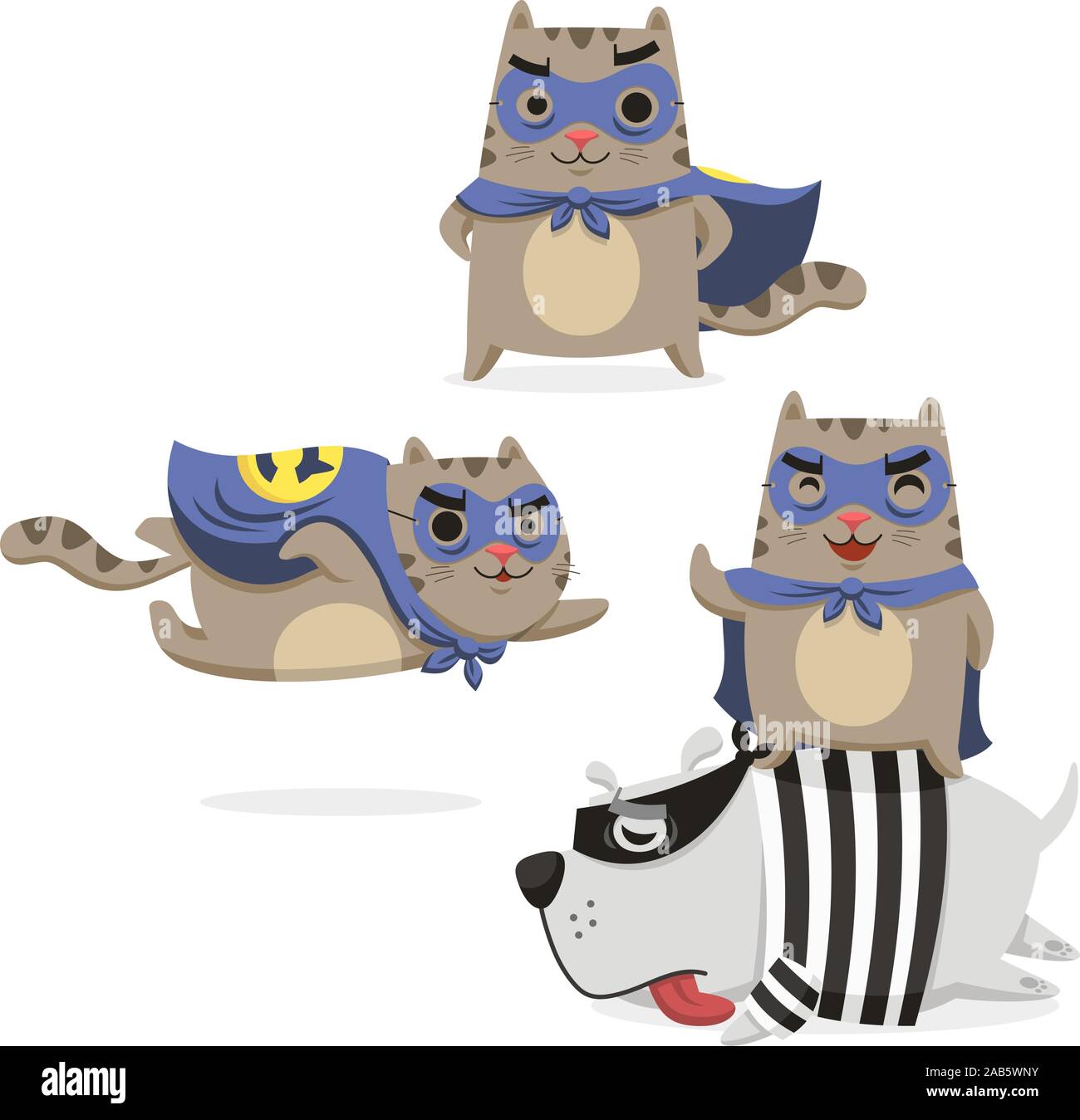 super cat set 1 vector cartoon illustration Stock Vector Image & Art ...