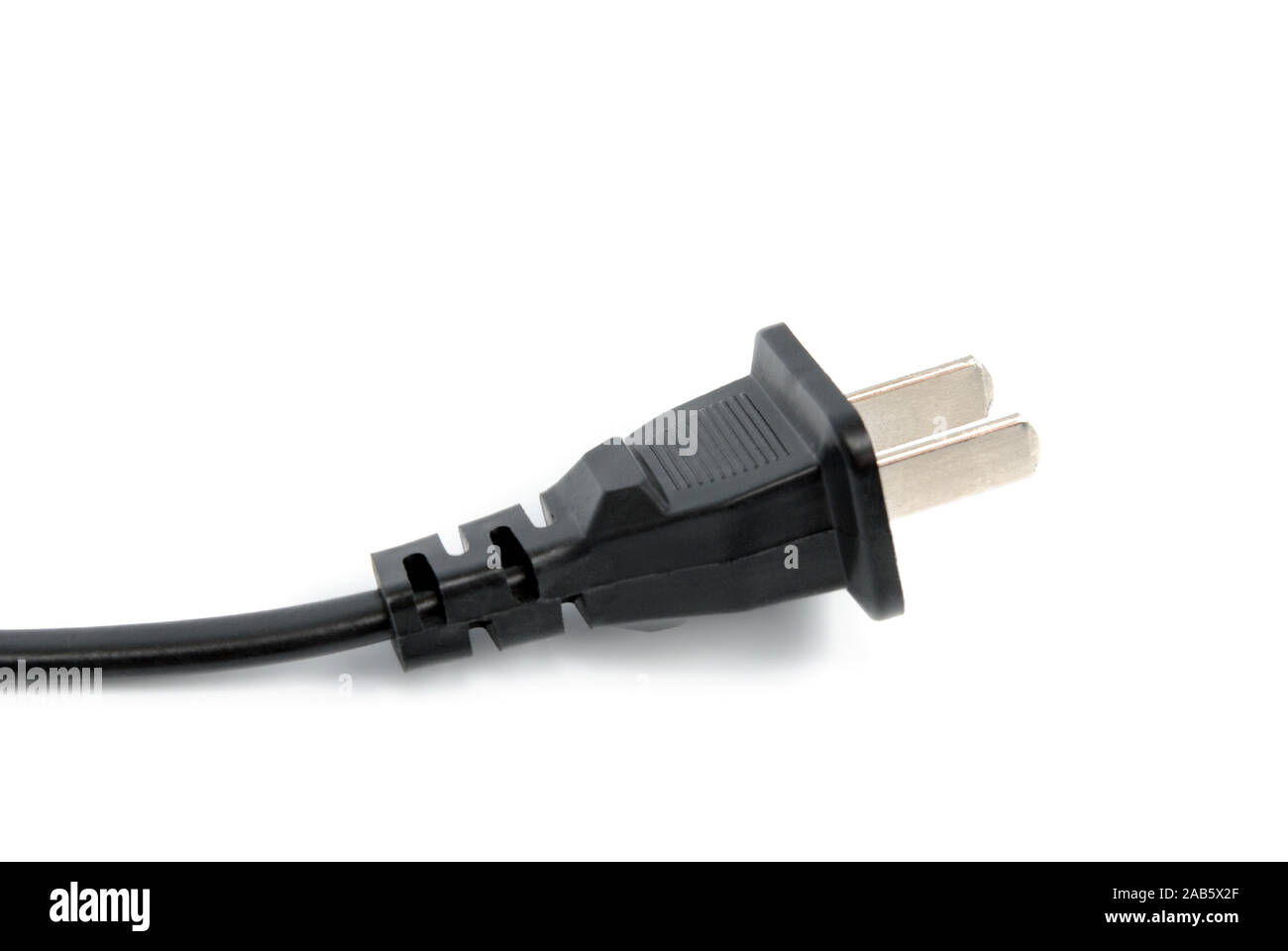 Black electrical plug and electrical cord isolated on white background ...