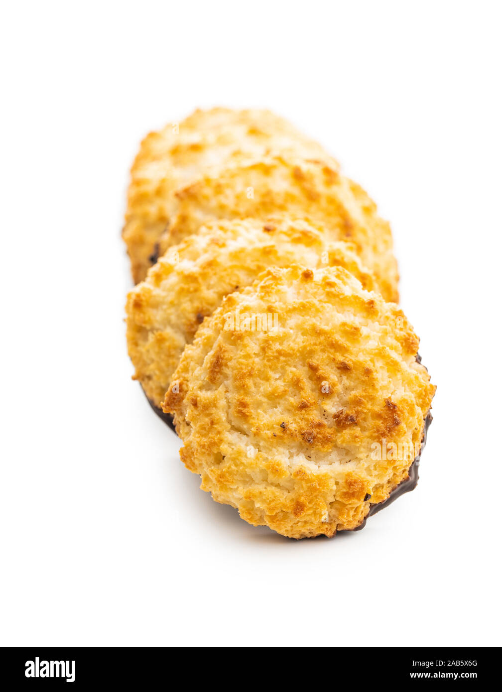 Coconut cookies with chocolate isolated on white background Stock Photo ...