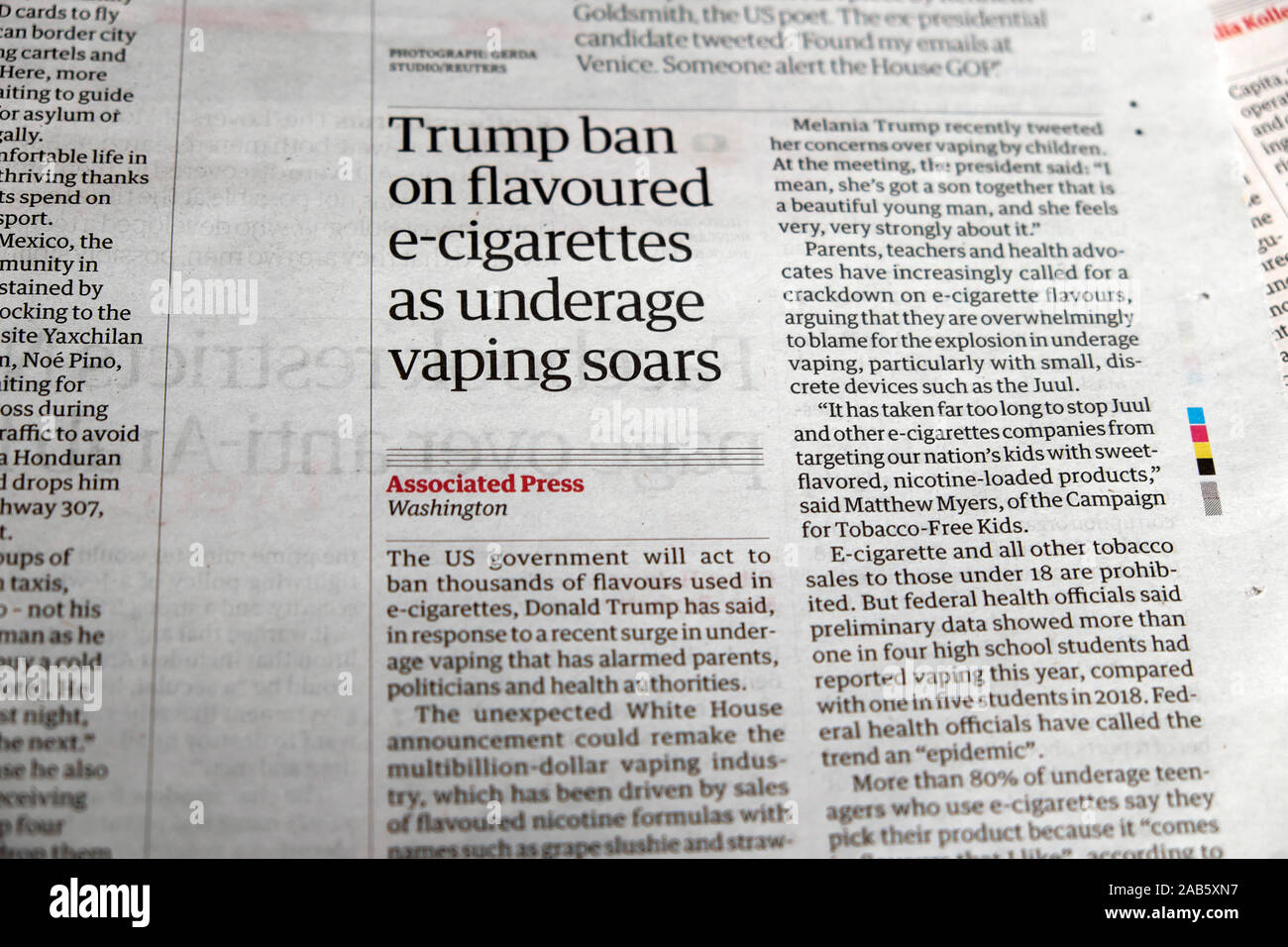 "Trump ban on flavoured e-cigarettes as underage vaping soars" inside ...
