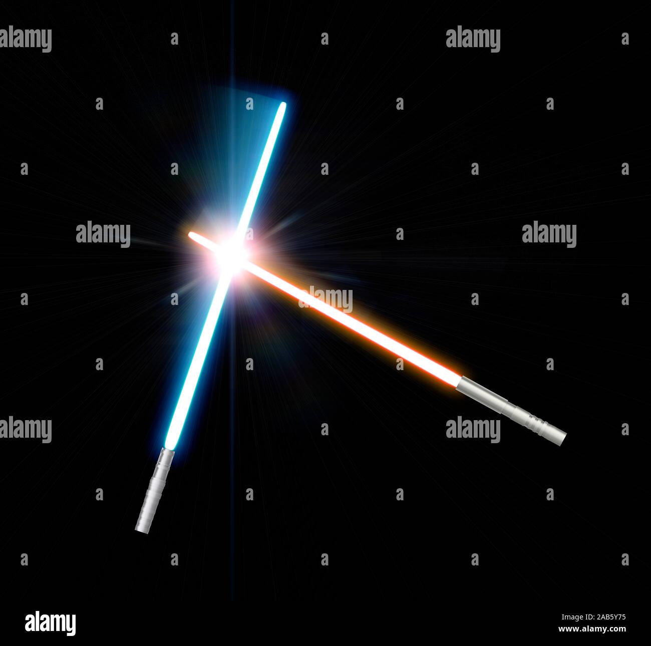 An illustration of some blue laser light saber Stock Photo - Alamy