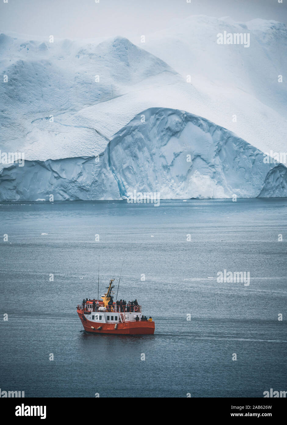 Three Humpback whales with fin swimming in ocean and feeding. Orange ...