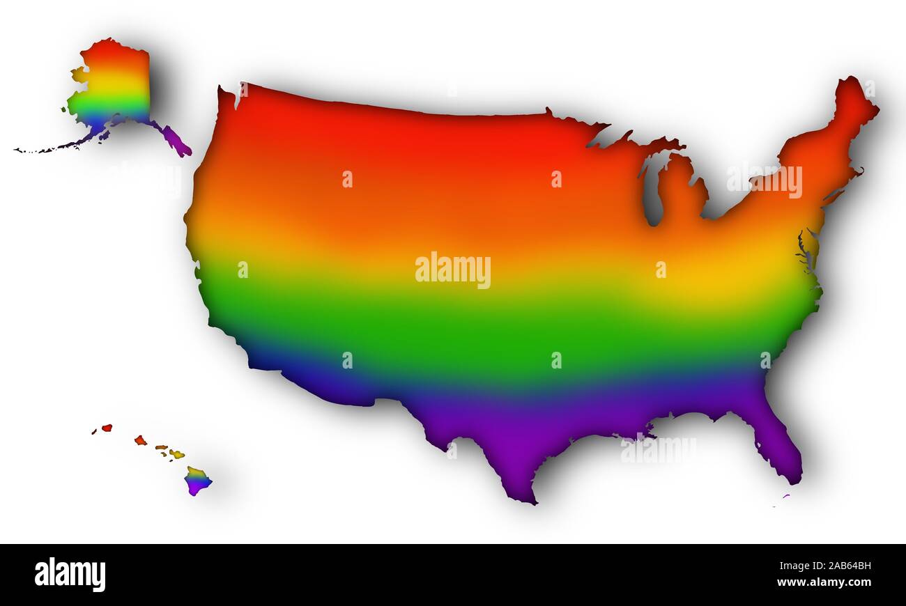 rainbow gradient map of the United States of America Stock Photo - Alamy