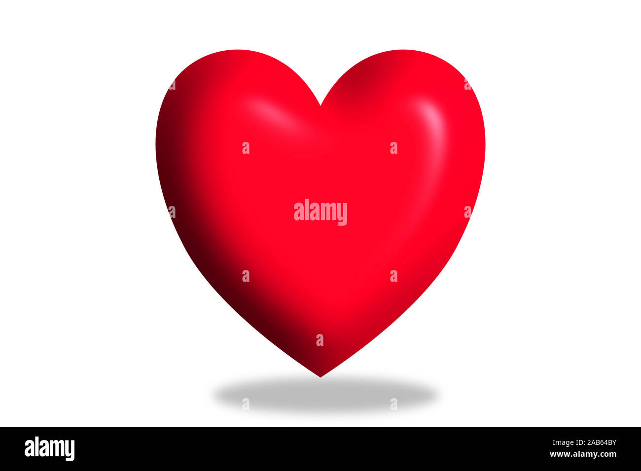 3d red heart with shadow on white background Stock Photo - Alamy