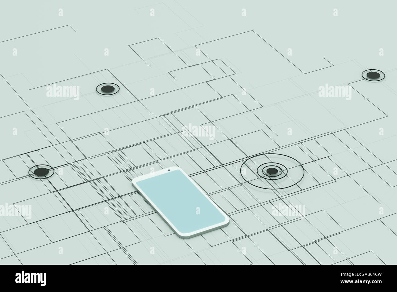 Mobile with white background, smart mobile phone,3d,rendering.Computer ...