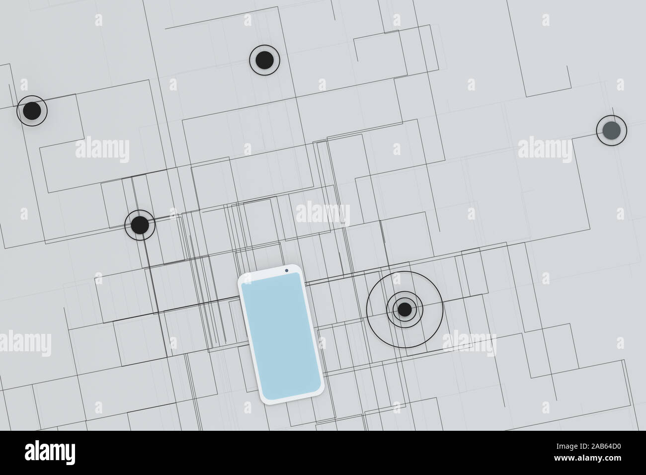 Mobile with white background, smart mobile phone,3d,rendering.Computer ...