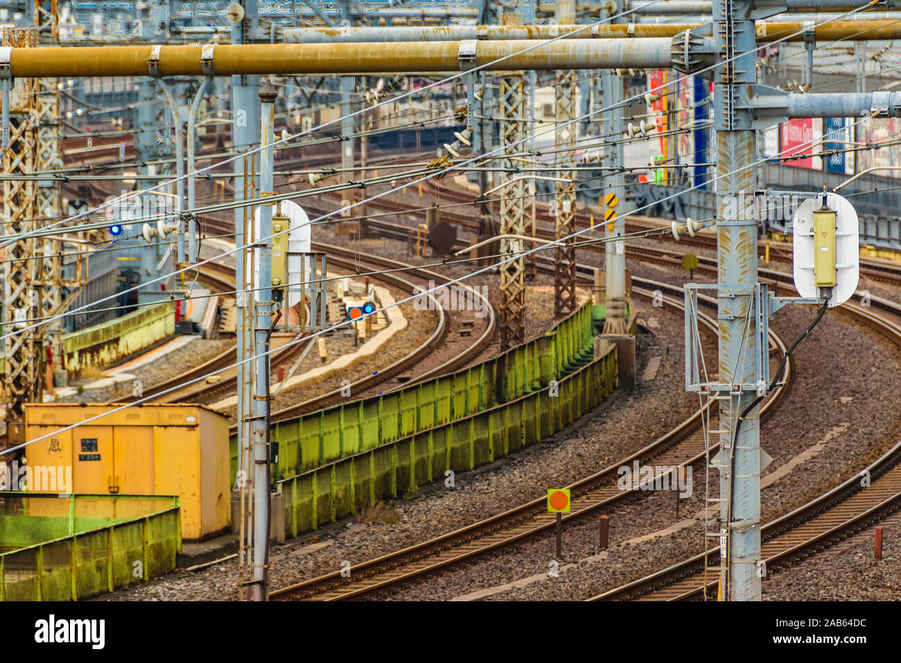 TOKYO, JAPAN, JANUARY - 2019 - Empty elevated railway urban scene taito ...