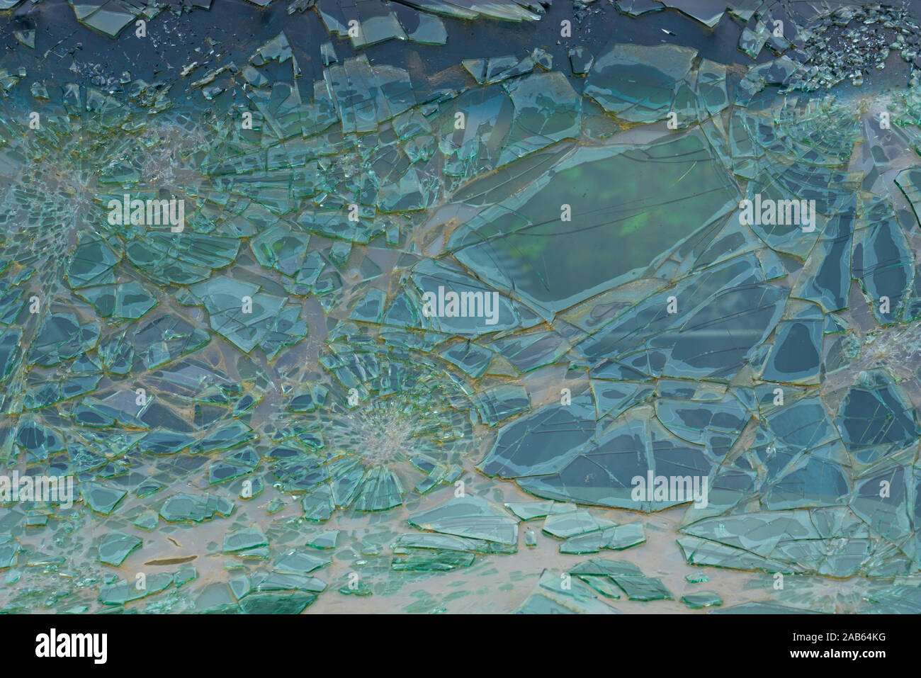 Patterns formed by broken windshield glass after an accident Stock ...