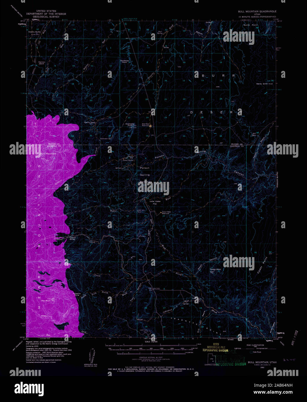 UT Bull Mountain 248350 1952 62500 Inverted Restoration Stock Photo - Alamy