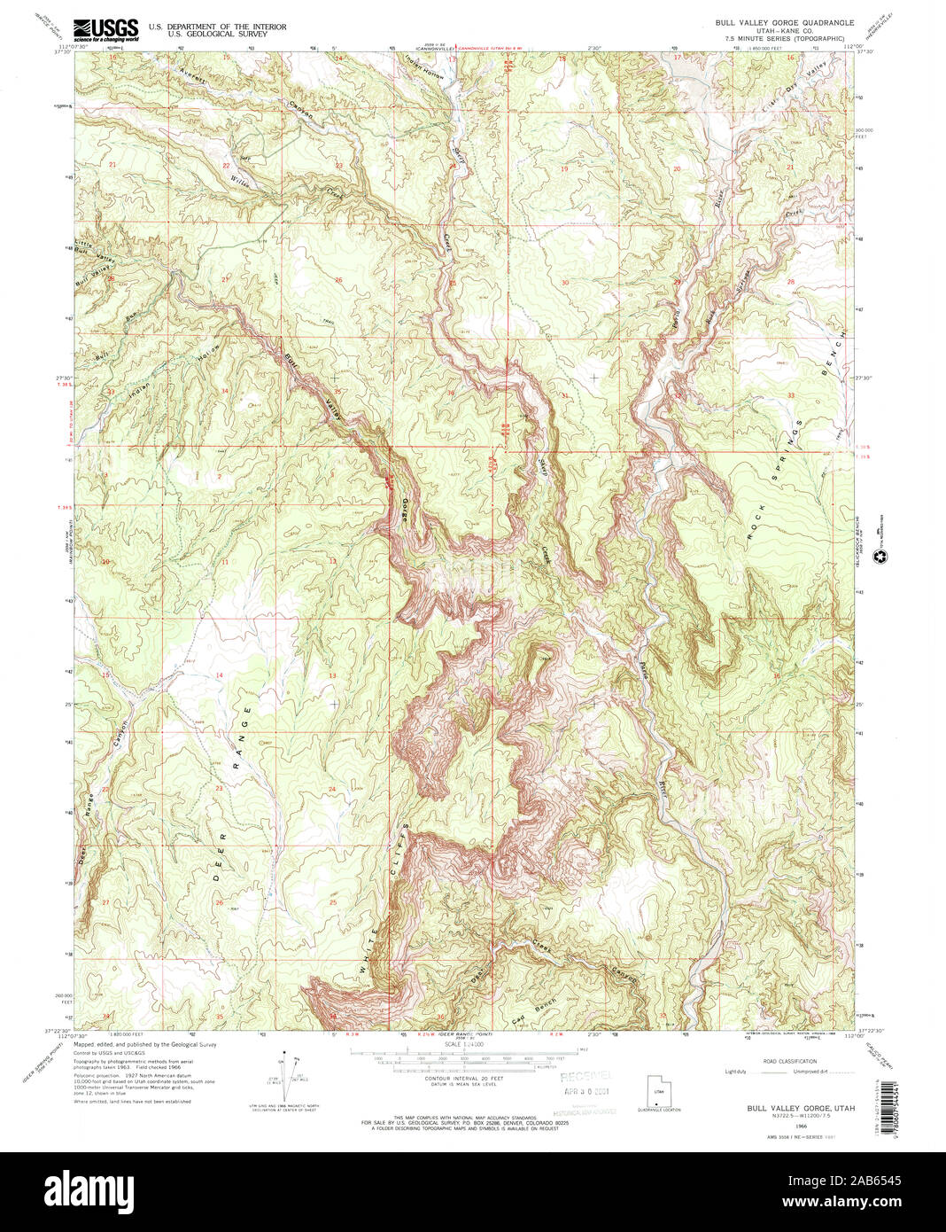 UT Bull Valley Gorge 248354 1966 24000 Restoration Stock Photo - Alamy