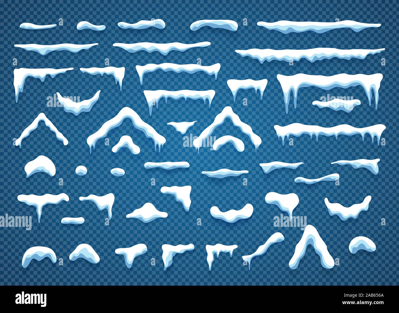 Cartoon snow caps kit flat winter cap with icicles hi-res stock ...