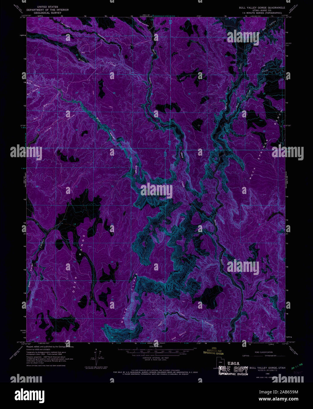UT Bull Valley Gorge 248355 1966 24000 Inverted Restoration Stock Photo ...