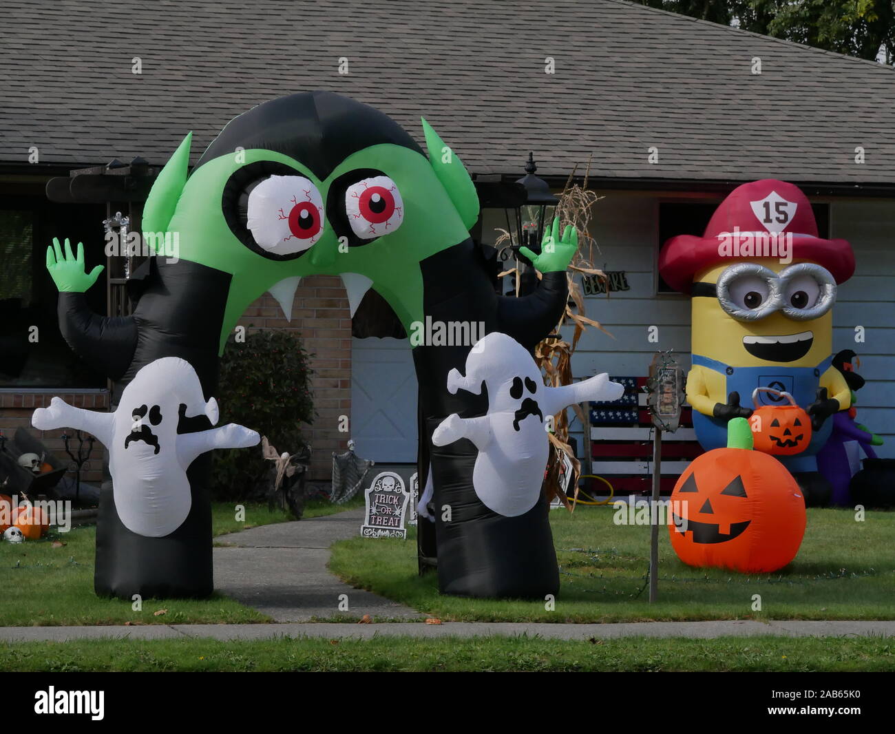 Inflatable Halloween display, Monroe,Washington,State Stock Photo - Alamy