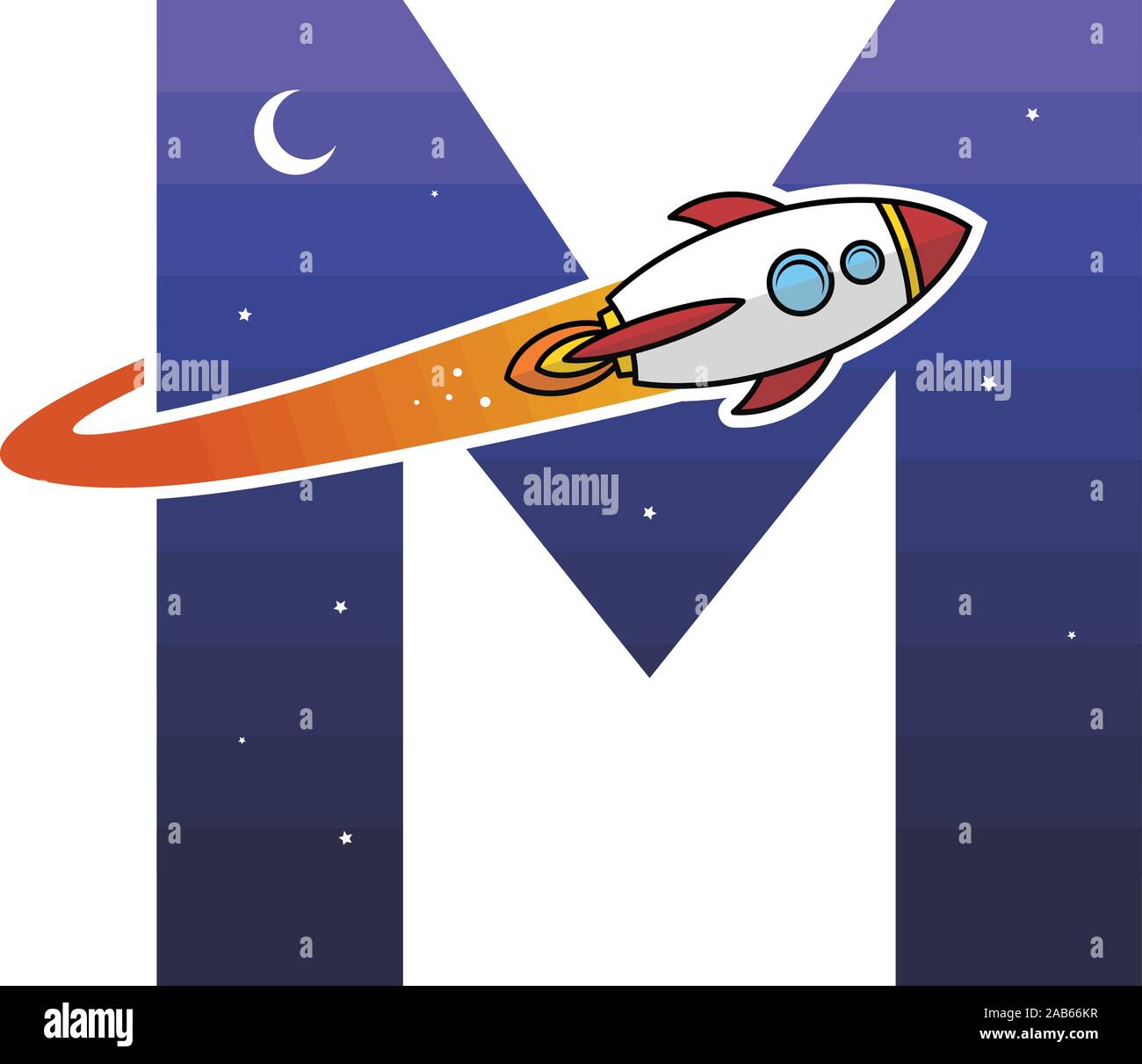 alphabet initial logo sign logotype space rocket vector art Stock ...