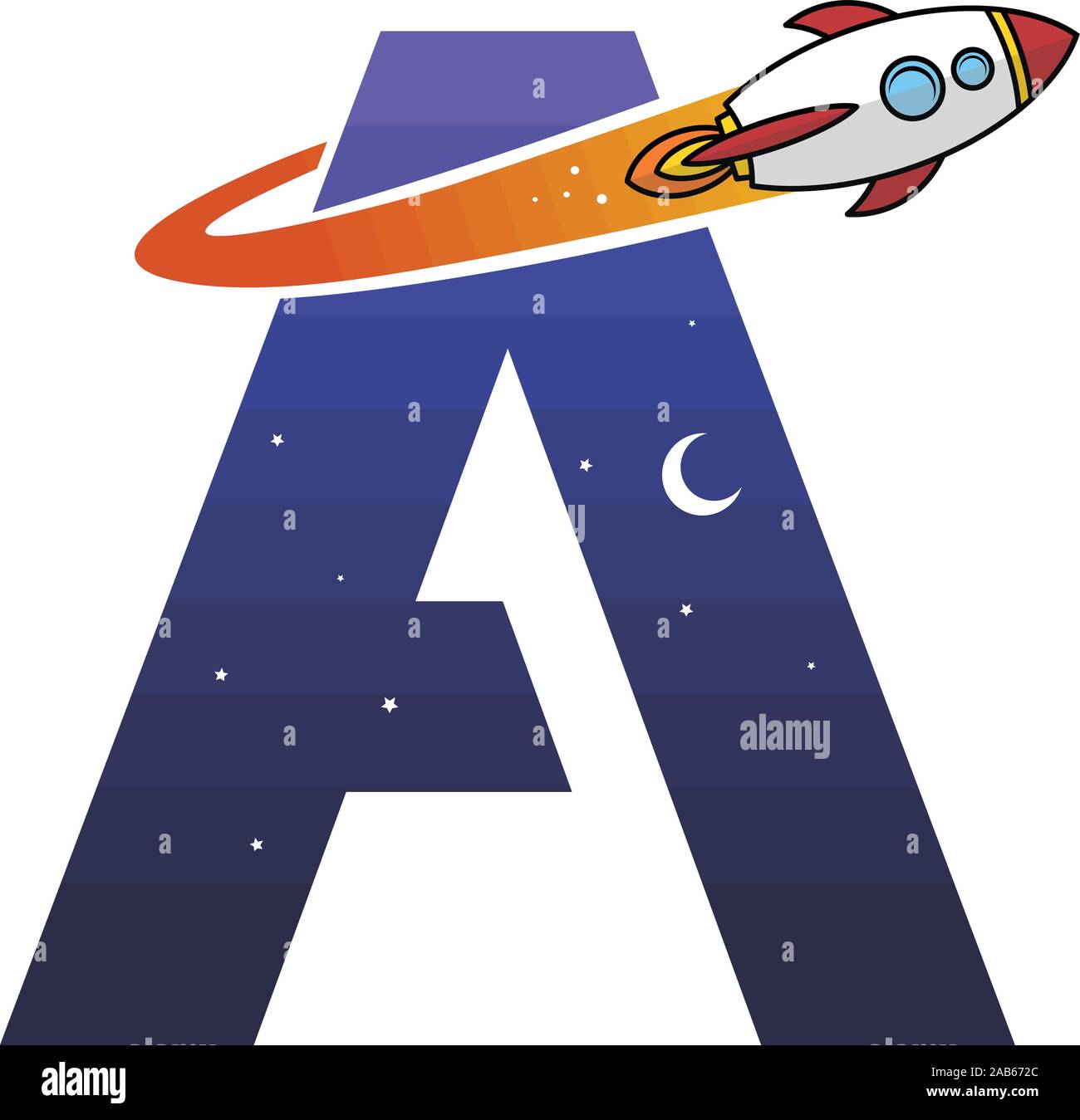 alphabet initial logo sign logotype space rocket vector art Stock ...
