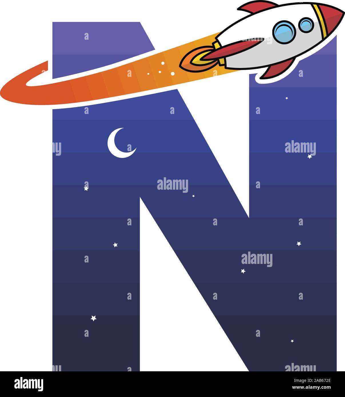 alphabet initial logo sign logotype space rocket vector art Stock ...