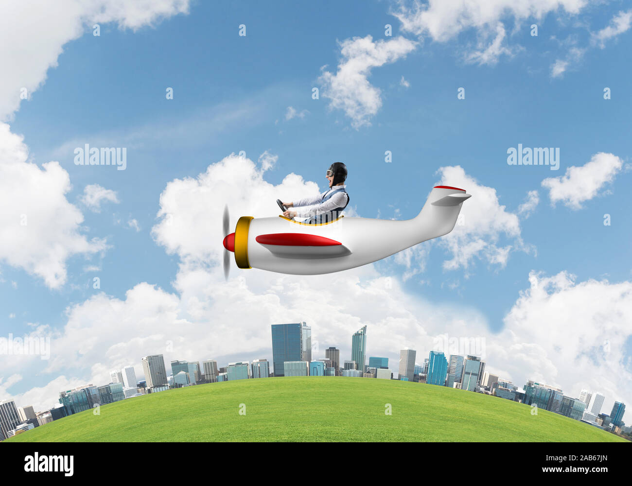 Man fly sky above plane hi-res stock photography and images - Alamy