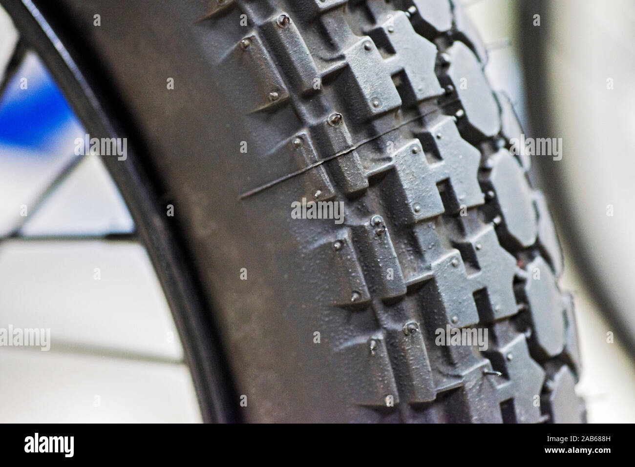 Close-up shot of classical motorcycle tire tread. Close-up protector of ...