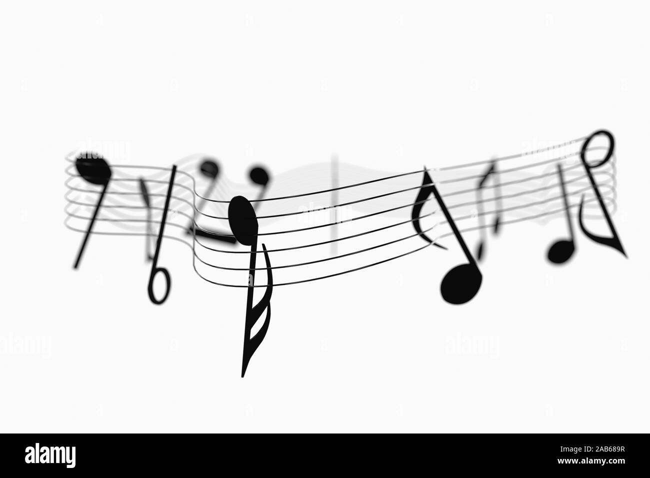Black music notes with white background, 3d rendering. Computer digital ...