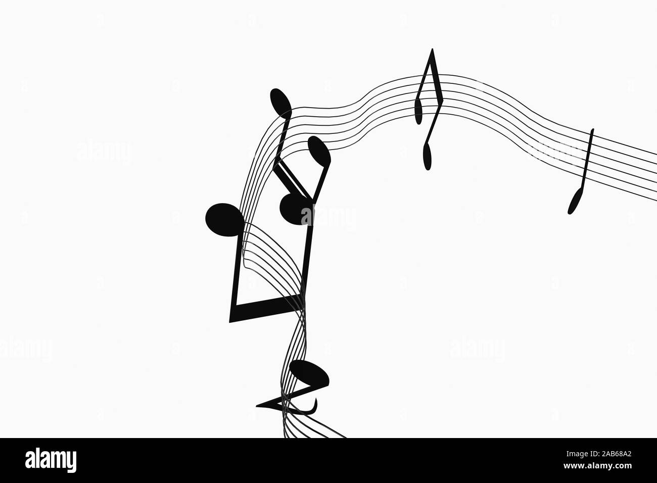 Black music notes with white background, 3d rendering. Computer digital ...