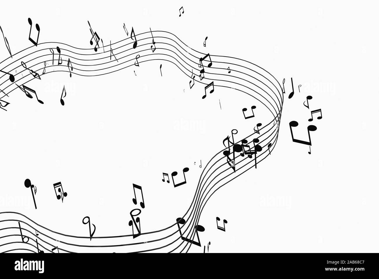 Black music notes with white background, 3d rendering. Computer digital ...