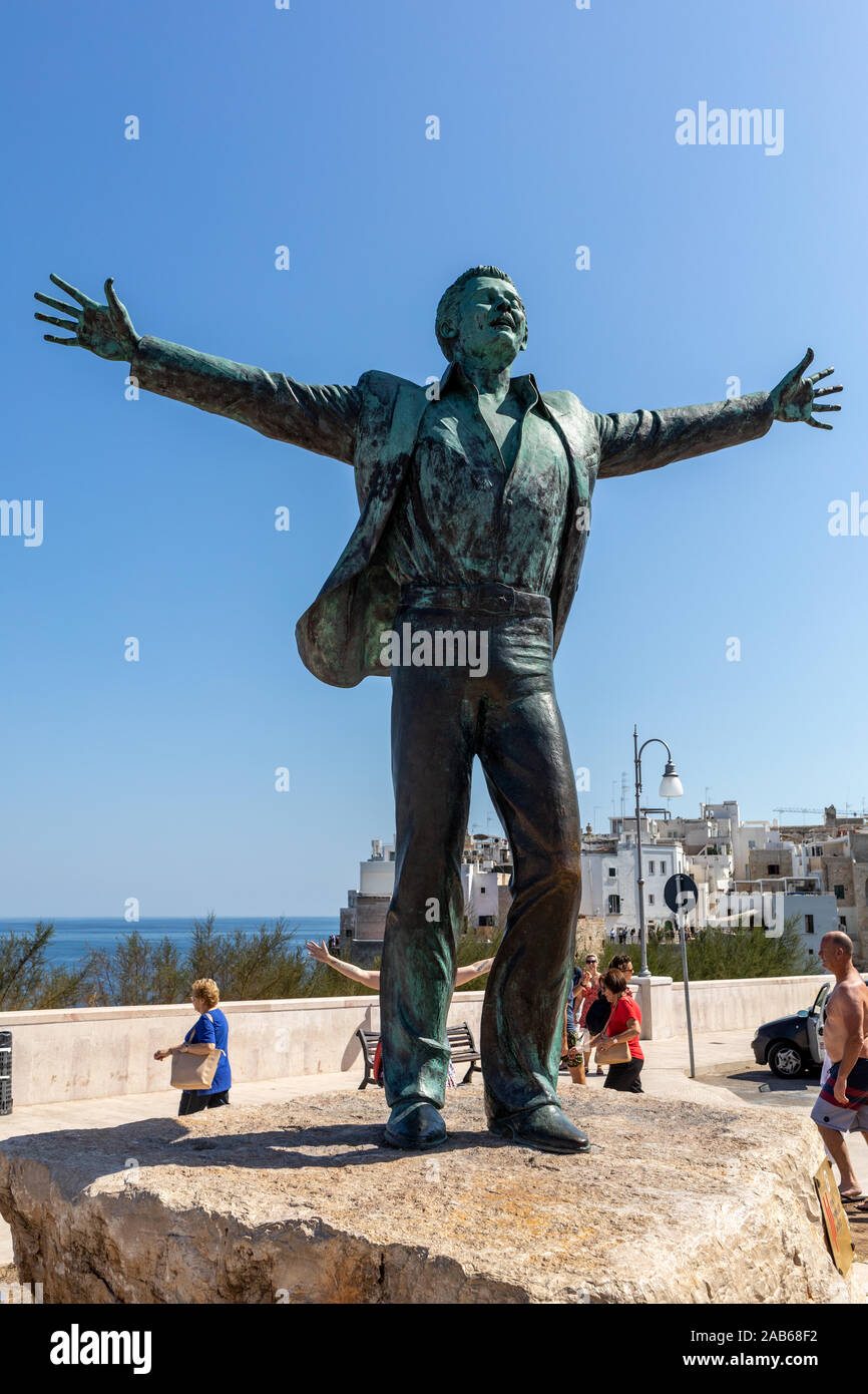 Polignano a Mare, Italy - Sept 17, 2019: Statue of the Italian singer ...