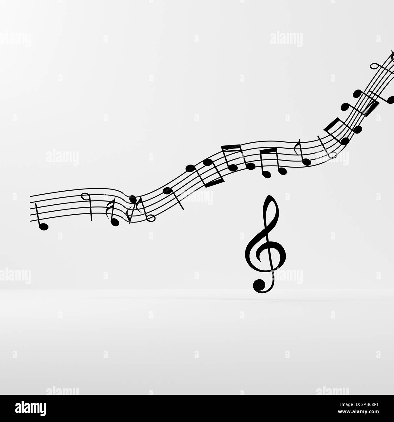 Black music notes with white background, 3d rendering. Computer digital ...