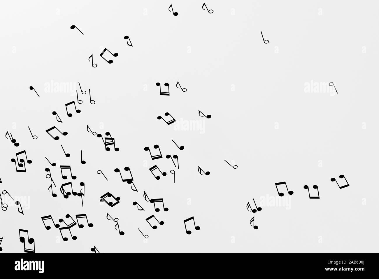 Black music notes with white background, 3d rendering. Computer digital ...