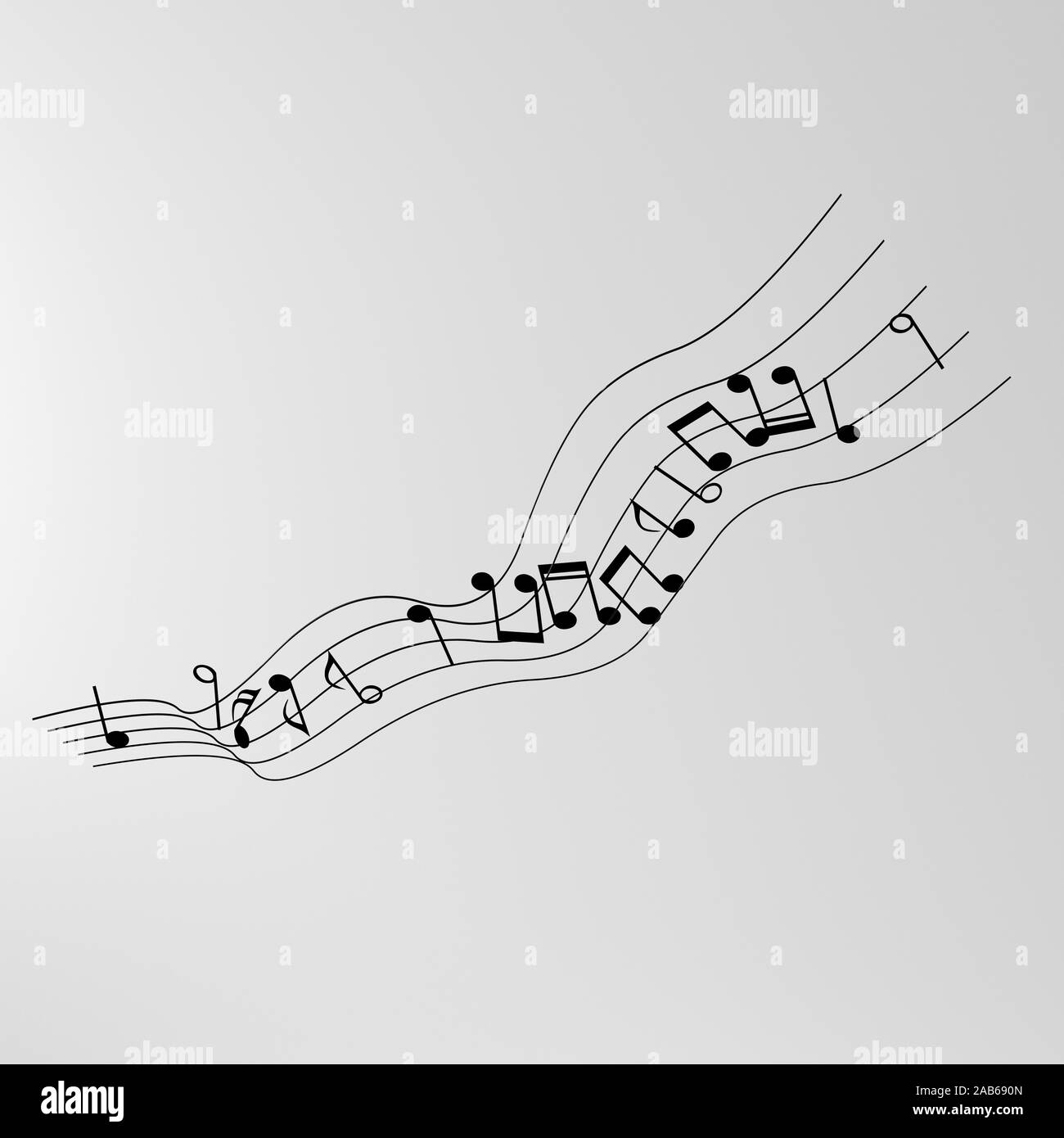 Black music notes with white background, 3d rendering. Computer digital ...