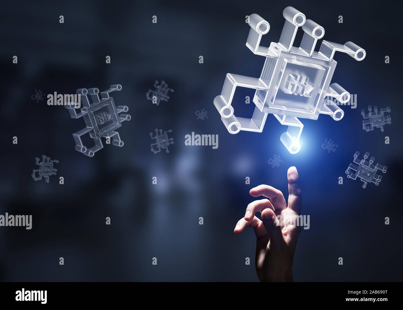 Computing and innovation concept with chip icon. Mixed media Stock ...