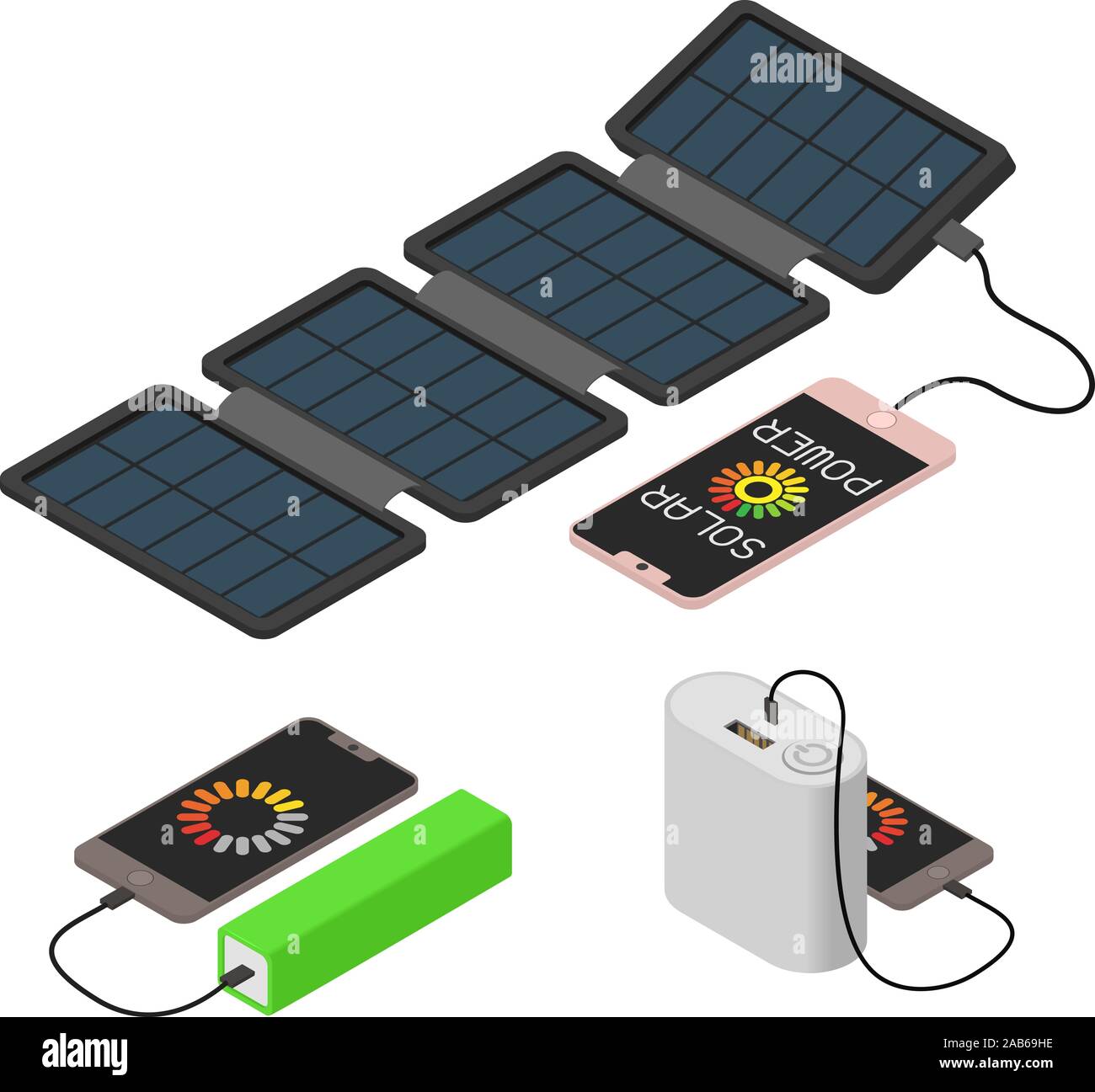Power bank icons set. Isometric set of power bank vector icons for web ...