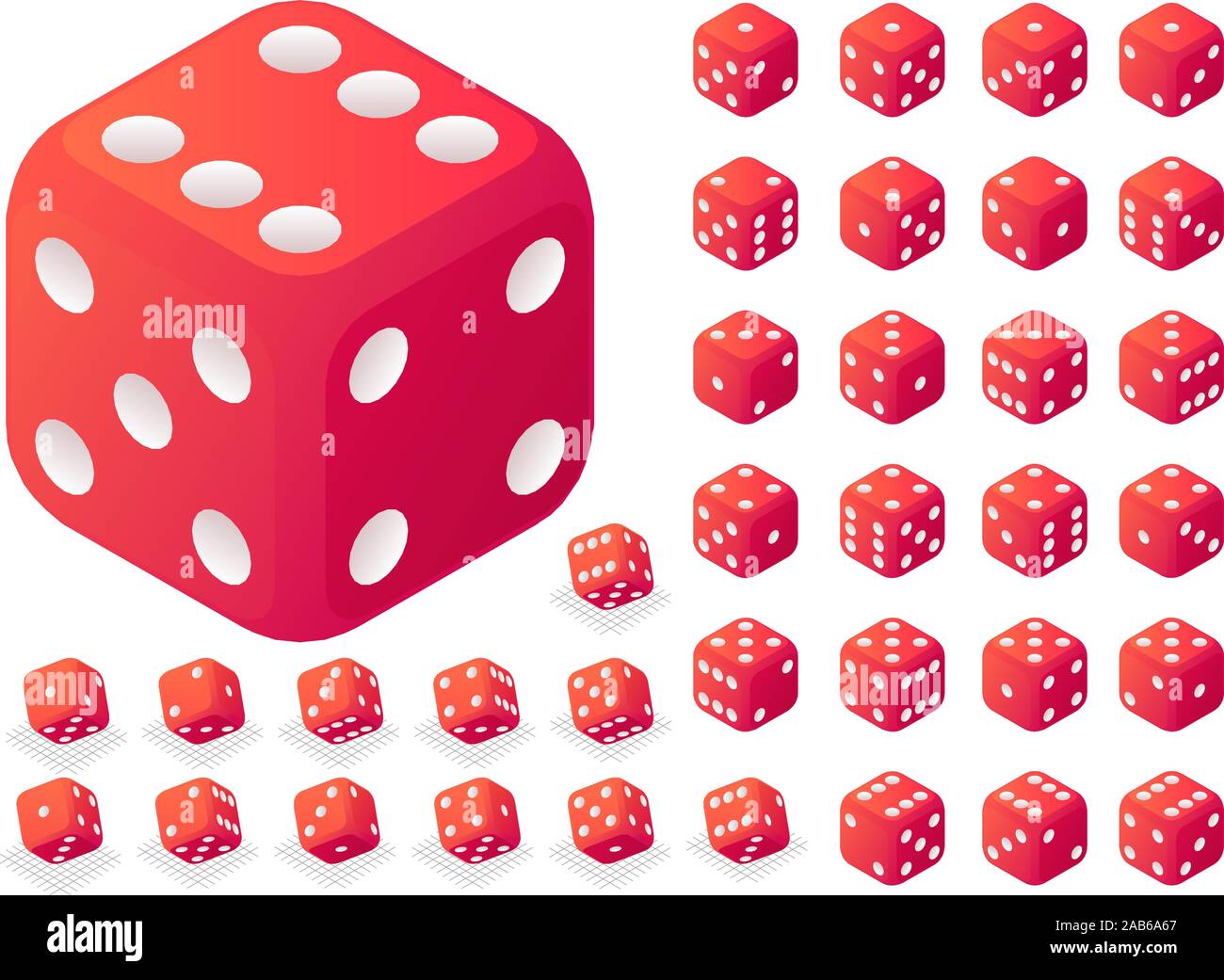 Dice icons set. Isometric set of dice vector icons for web design ...