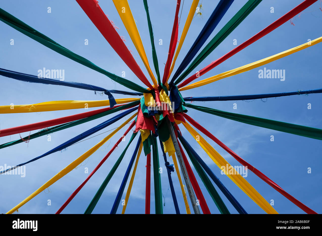 colorful ribbons tied on a post Stock Photo - Alamy