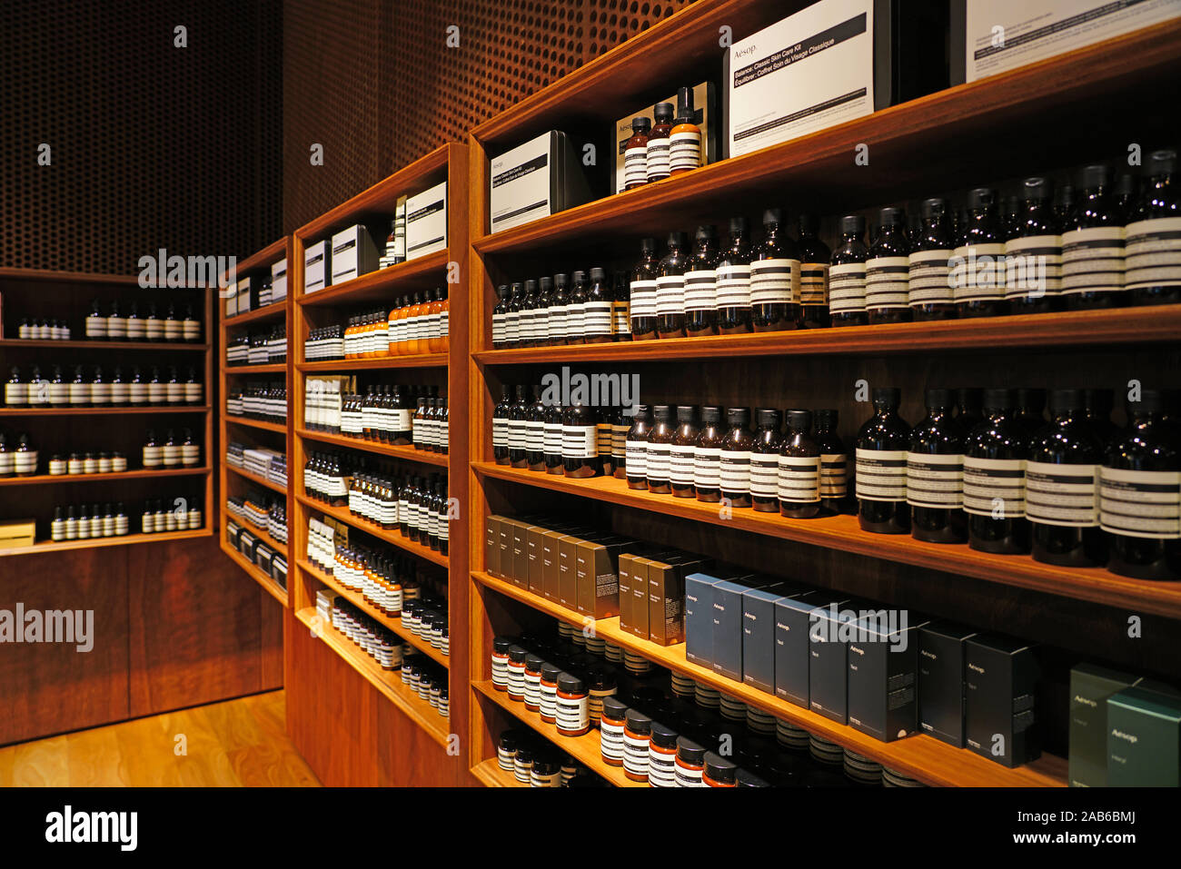 MELBOURNE, AUSTRALIA -12 JUL 2019- View of an Aesop store in downtown ...