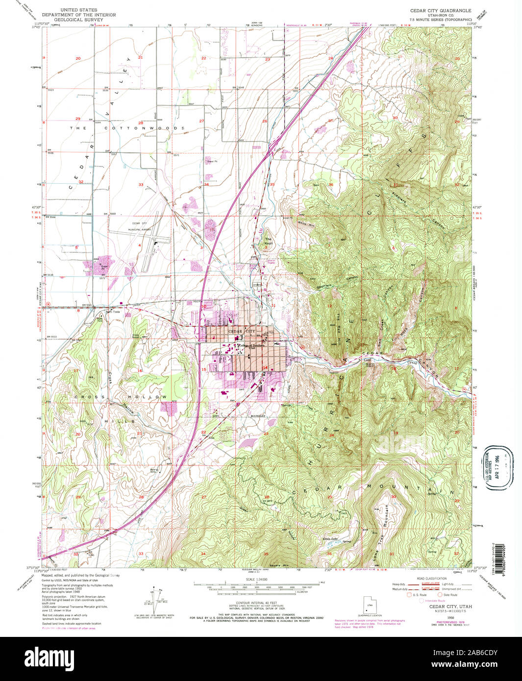 Map of cedar city Cut Out Stock Images & Pictures - Alamy