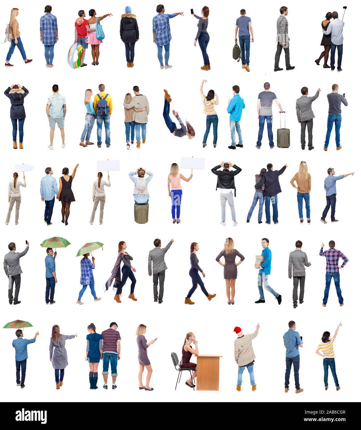 Collection " Back view people ". Rear view people set. backside view of ...