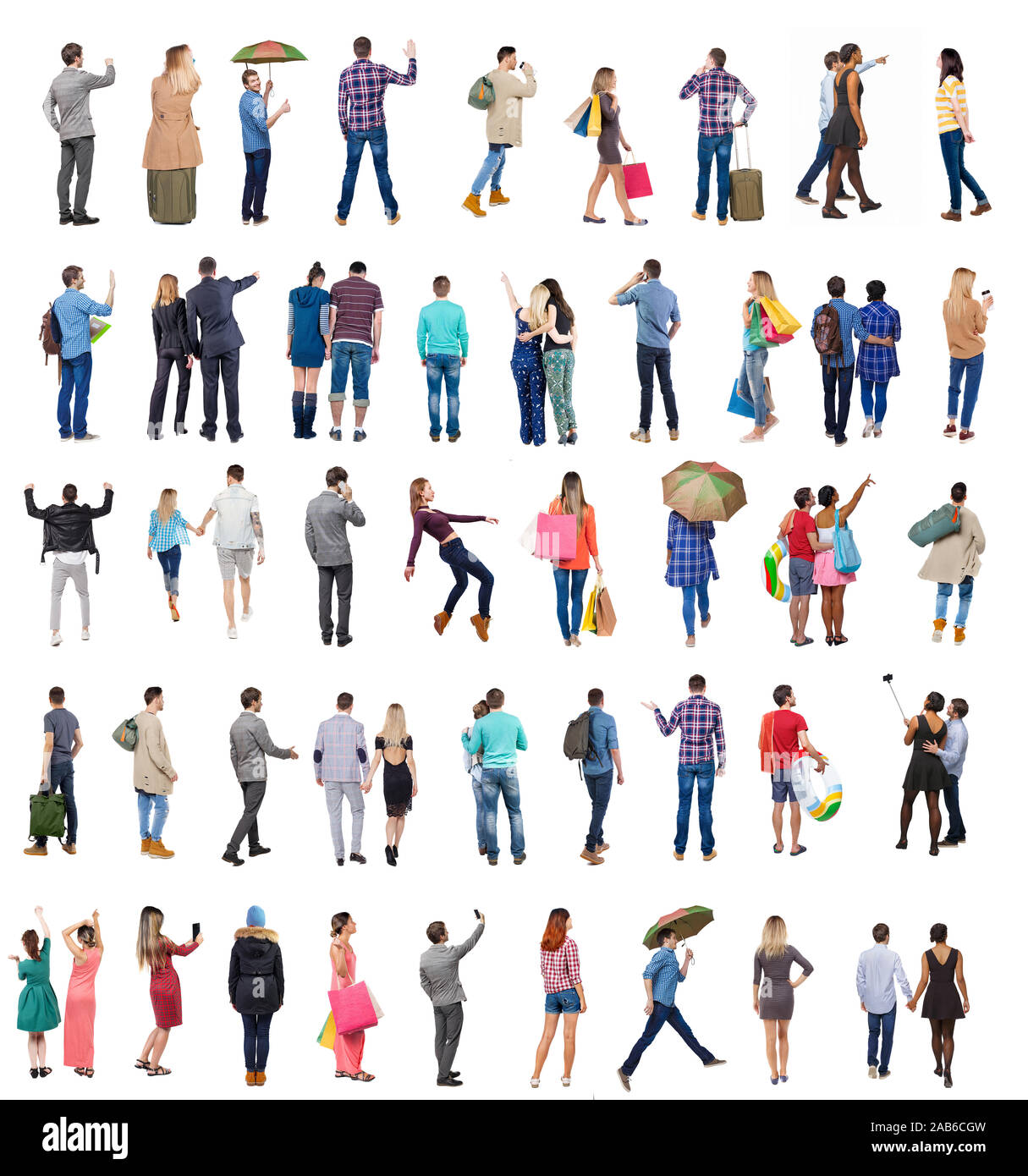 Collection " Back view people ". Rear view people set. backside view of ...