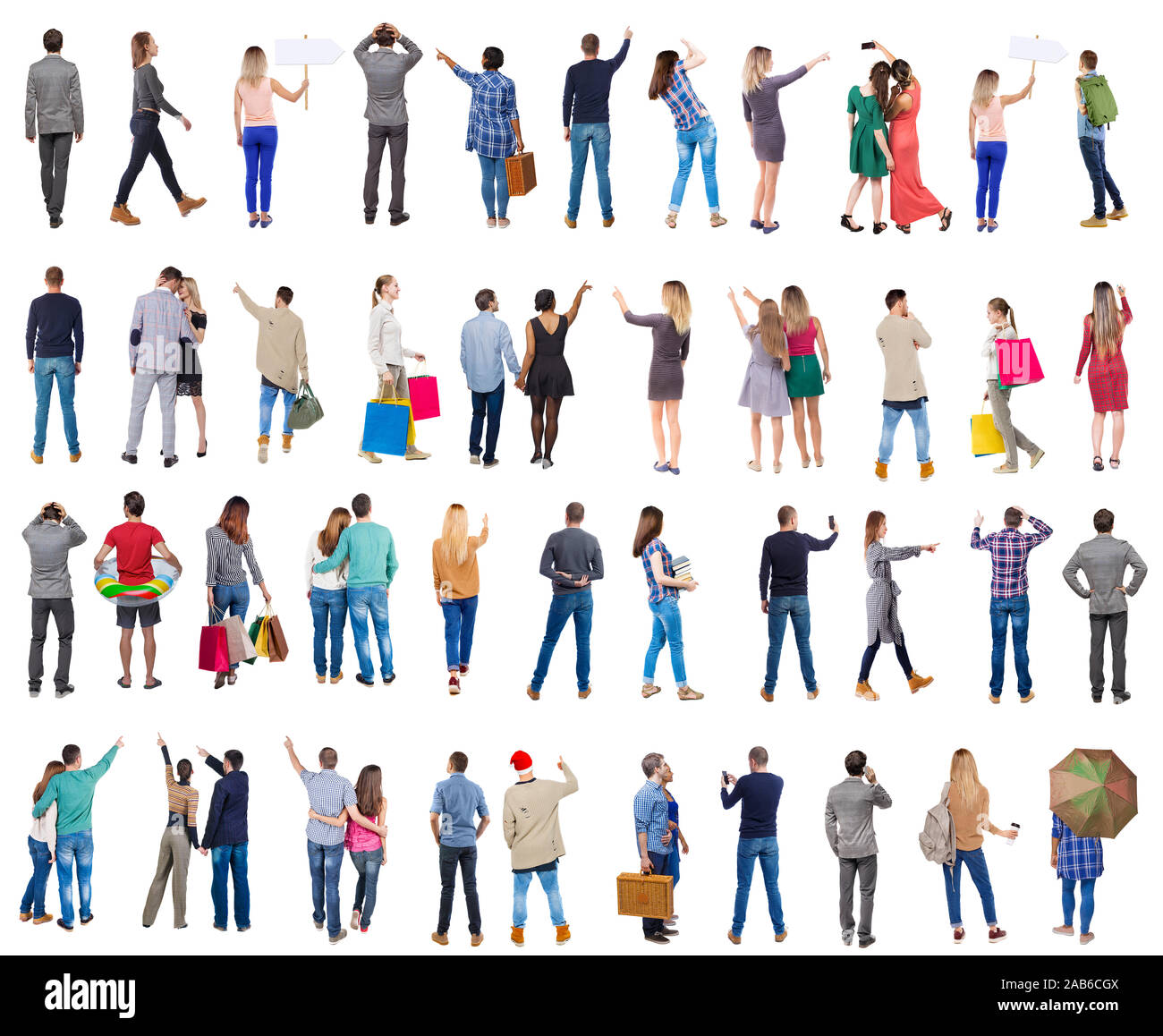 Collection " Back view people ". Rear view people set. backside view of ...